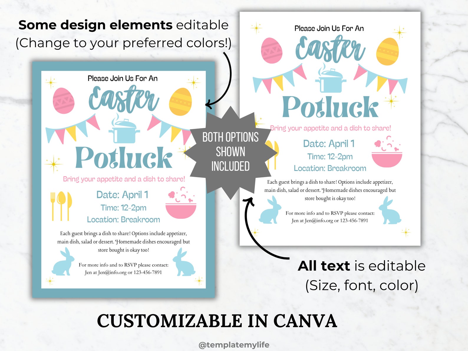 Easter Potluck Invitation Template Potluck Invite Flyer Easter Office ...