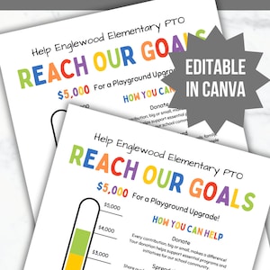 Editable Donation Goal Tracking Thermometer Template Charity ...