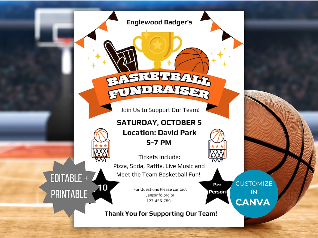 Editable Basketball Fundraiser Flyer Template School Basketball Team ...