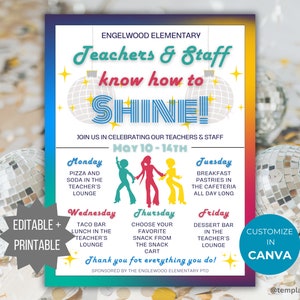 Teacher Appreciation Week Template Disco 70s Theme Staff Appreciation ...