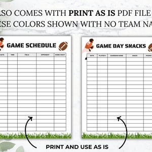 Football Game and Snack Schedule Template Bundle Football Snack Sign up ...