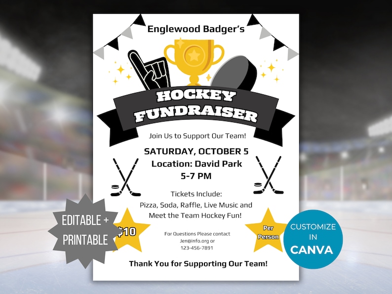 Editable Hockey Fundraiser Flyer Template Club Hockey Team - Etsy