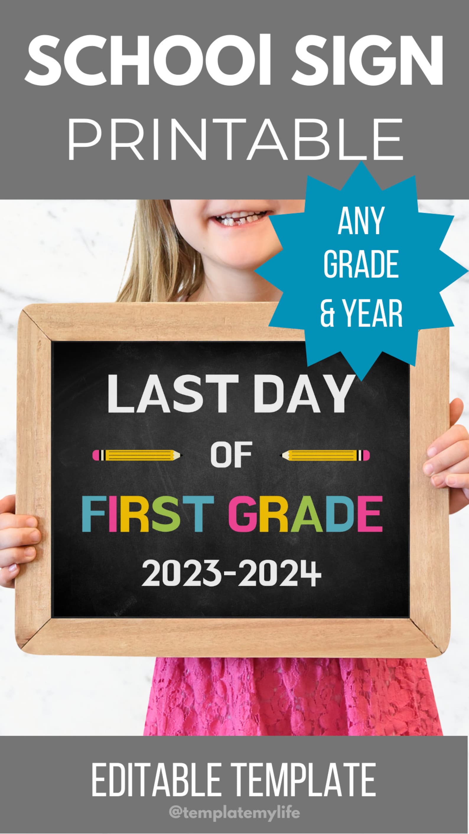 Editable Last Day of School Sign Template Chalkboard School Sign ...