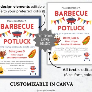 Barbecue Potluck Invitation Template Summer BBQ Potluck Invite Flyer ...