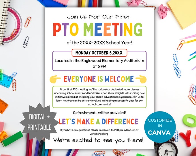 Meet the PTA Flyer Meet the PTO Template Meet the Pto Board Handout ...