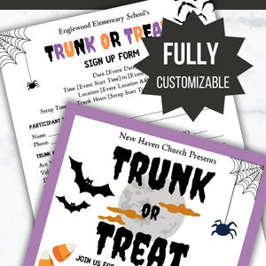 Trunk or Treat Flyer Invitation Sign up Form PTO Template Bundle ...