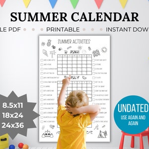 Summer Activity Planner Printable Summer Calendar Editable Kids Summer ...