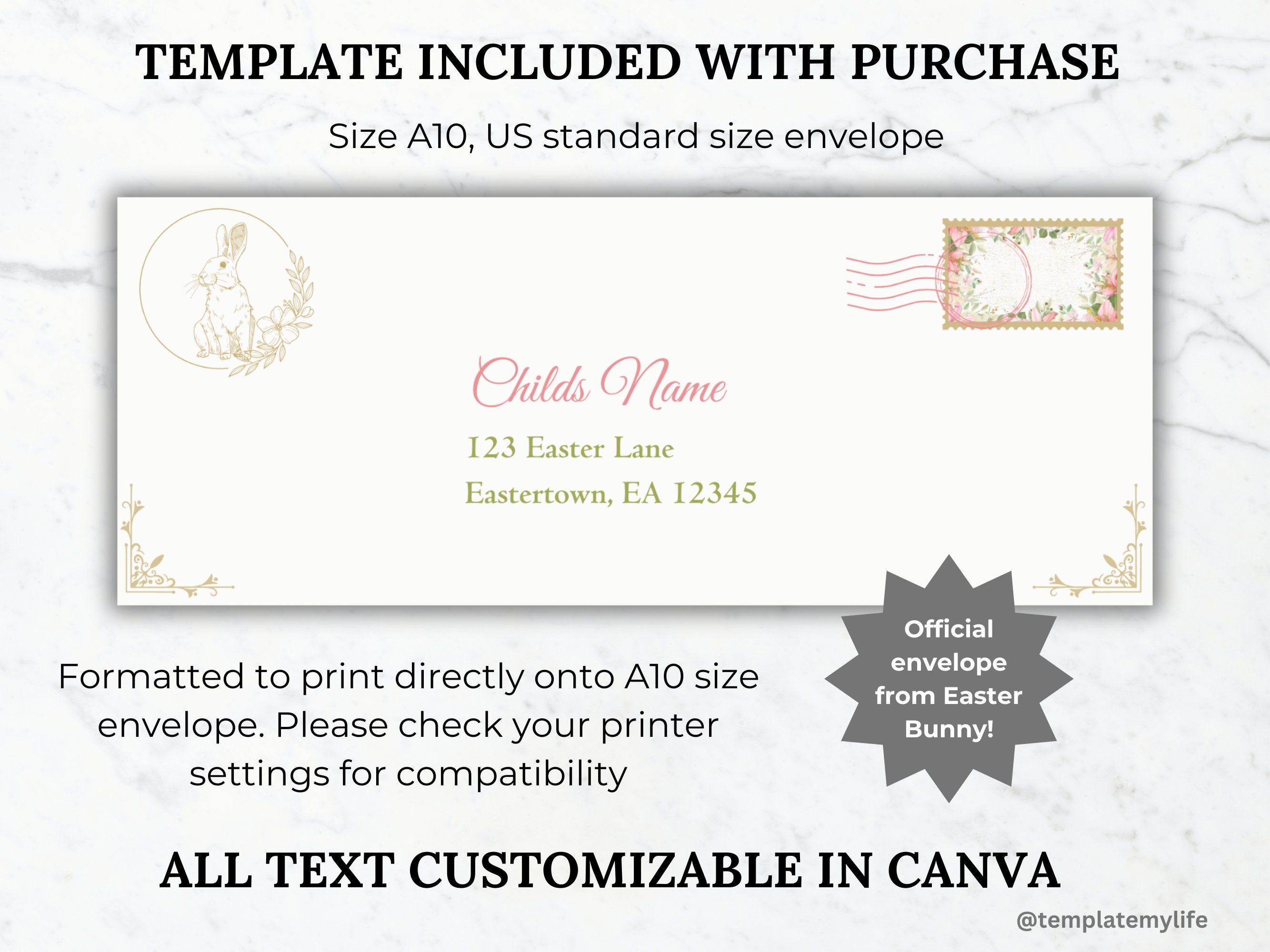Easter Bunny Letter Envelope Template Easter Envelope Letter From ...