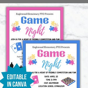 Spring Game Night Invitation PTO Template School Fundraiser PTA Flyer ...