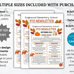 PTA Fall Newsletter Flyer Printable PTO School Newsletter Flyer ...
