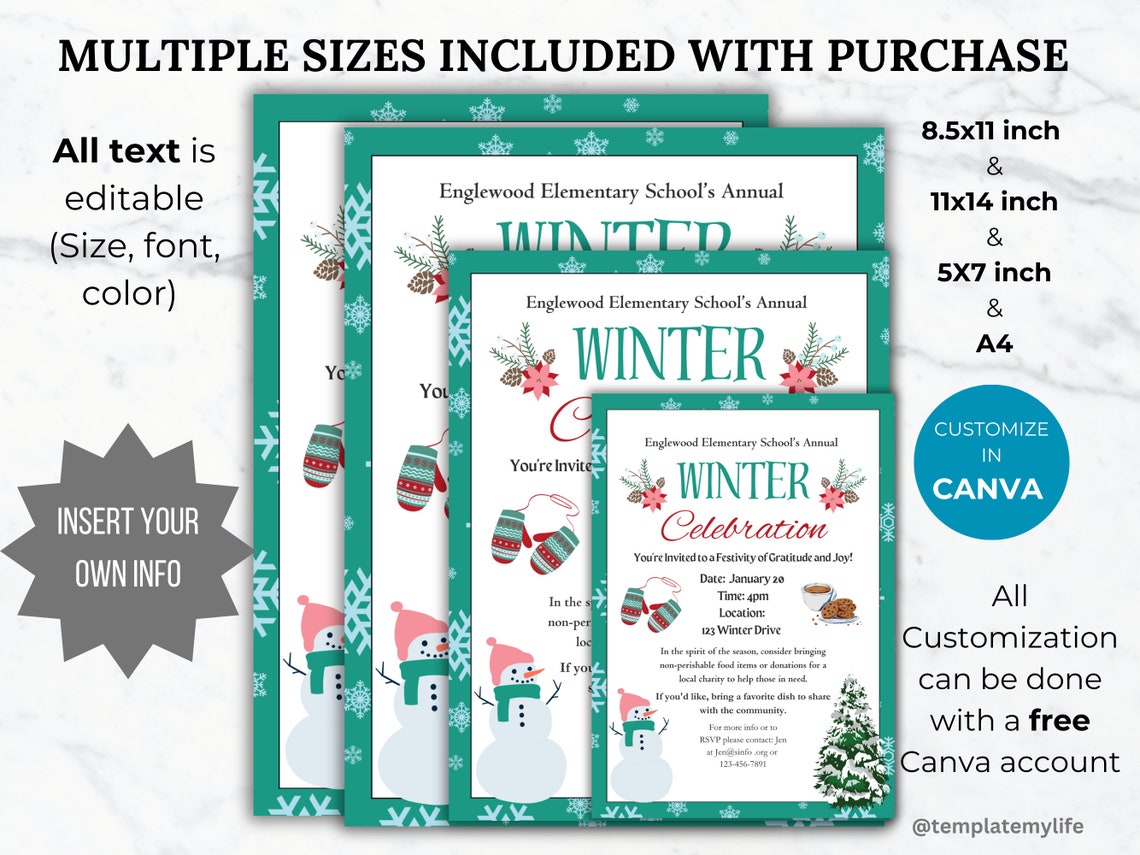 Winter Event Invite Flyer Editable Winter Party Invitation - Etsy