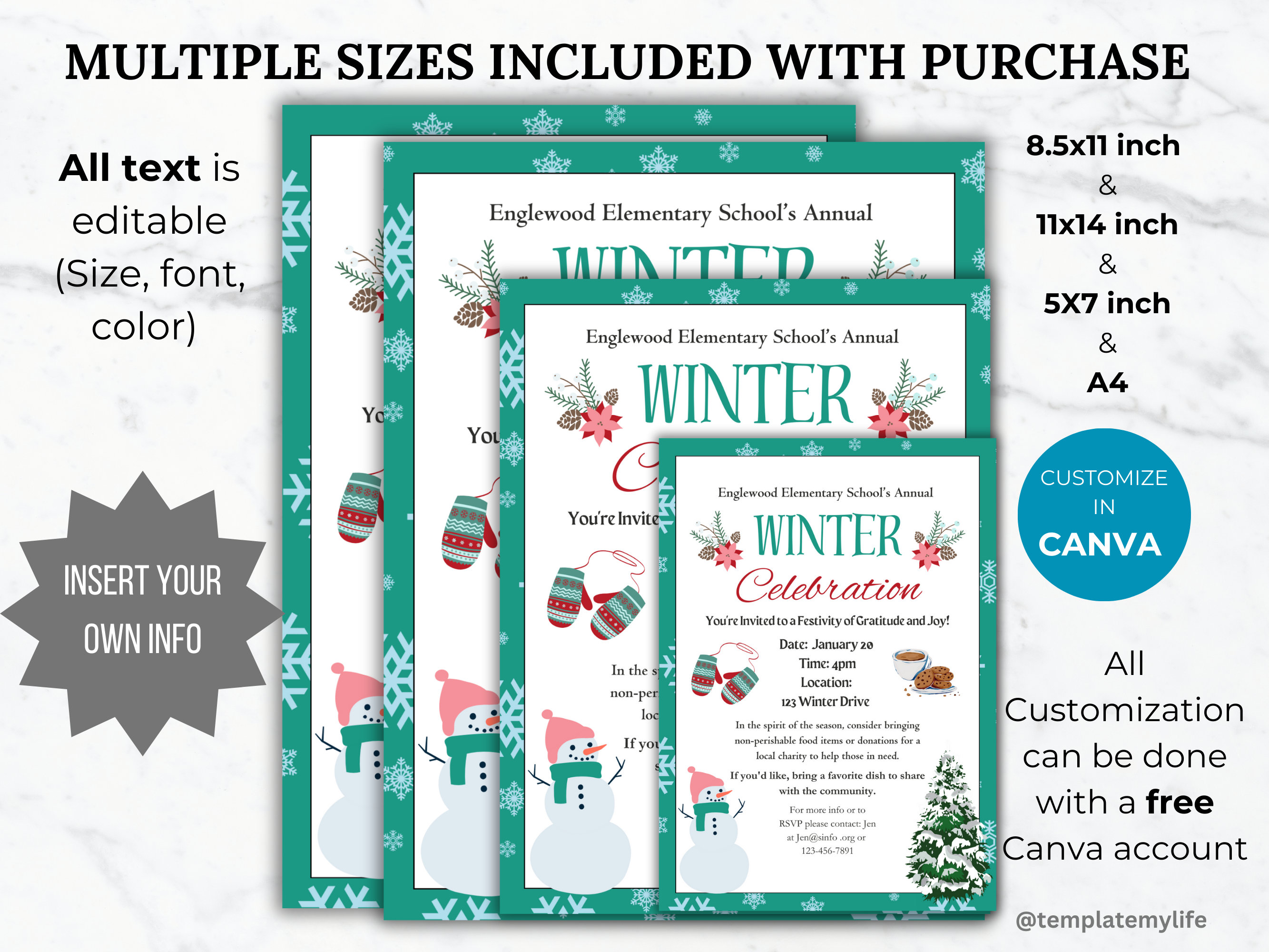 Winter Event Invite Flyer Editable Winter Party Invitation - Etsy