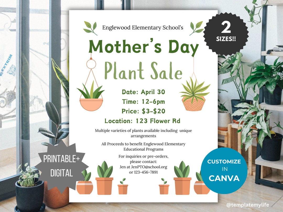 Mothers Day Flower Fundraiser Template Mothers Day Flyer Digital Plant ...