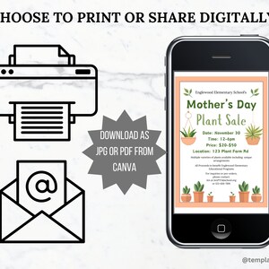 Mothers Day Fundraiser Flyer Template Plant Sale Flyer Editable Flower ...