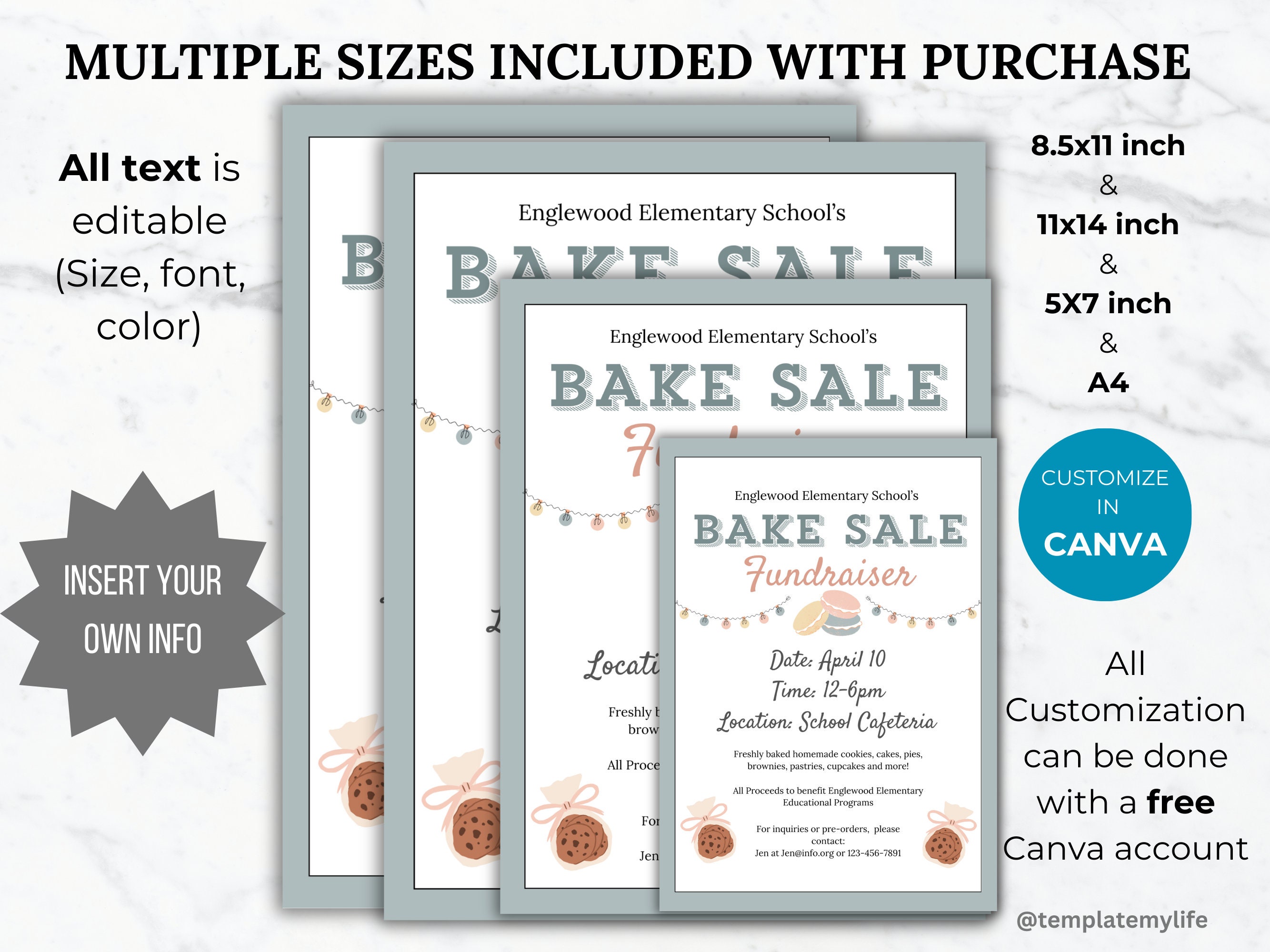 Bake Sale Fundraiser Flyer Template Spring Bake Sale Flyer Editable ...