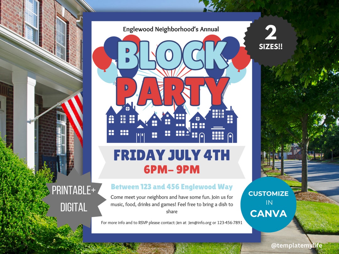 Memorial Day Block Party Invite Template Neighborhood Party Flyer ...