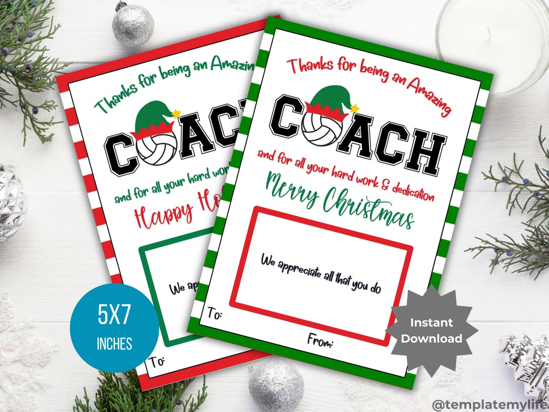Volleyball Coach Gift Card Holder Printable Coach Gift Template Coach ...