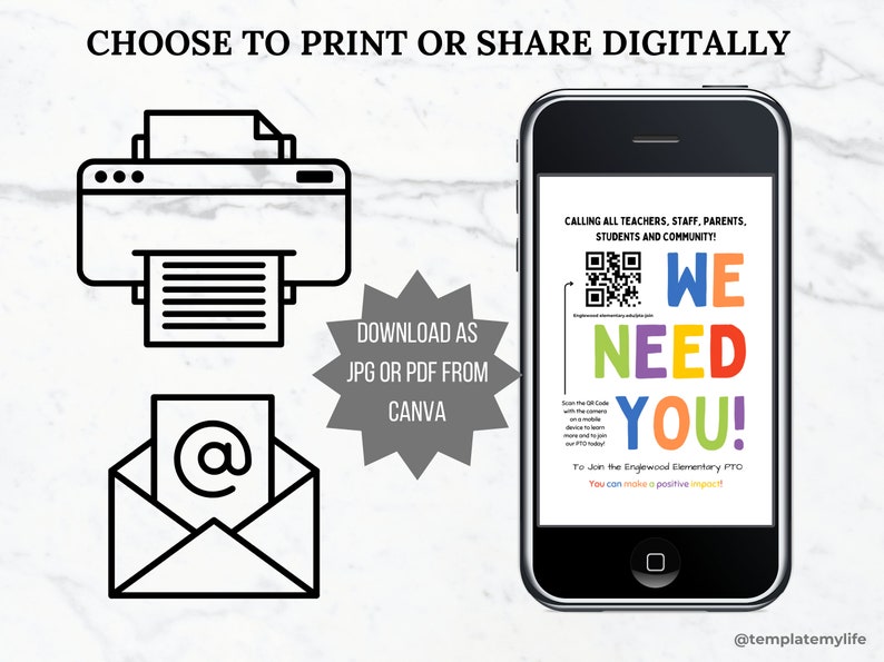 Join PTA Recruitment QR Code Flyer Join PTO Template Editable School ...
