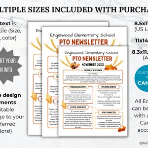 PTA Thanksgiving Newsletter Flyer Printable PTO School Newsletter ...