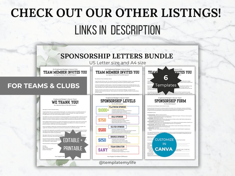 PTA Sponsorship Level Flyer Printable PTO Sponsorship Level Editable ...