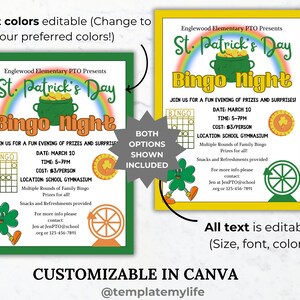 St Patrick Bingo Night Flyer PTO Template School Fundraiser Flyer Event ...