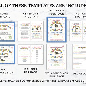 Editable Kindergarten Graduation Invitation Printable Elementary ...