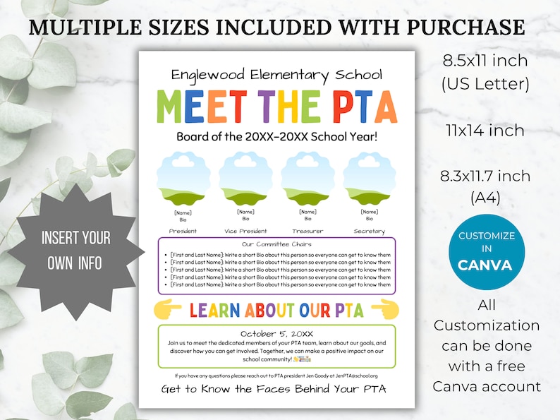 Meet the PTA Flyer Meet the PTO Template Meet the Pto Board - Etsy UK