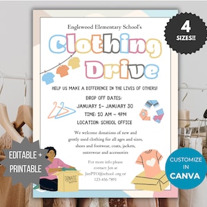 Spring Clothing Drive Flyer Template Library Donation Sign Editable ...