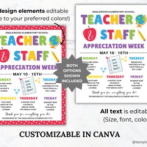 Editable Teacher Appreciation Week Flyer PTO PTA Template School Staff ...