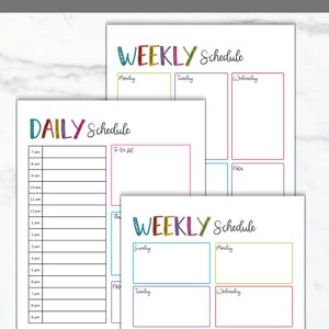 Kids Daily and Weekly Schedule Printable Bundle Kids Schedule Editable ...