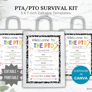 PTA Survival Kit Template Join the PTO Gift Bag Printable Welcome to ...