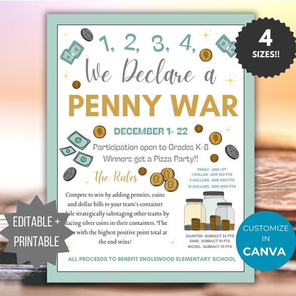 Penny Wars Fundraiser Flyer - Etsy