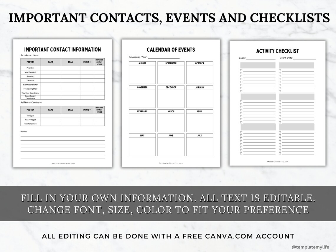 Editable PTO Room Parent Teacher Welcome Packet Template PTA Classroom ...