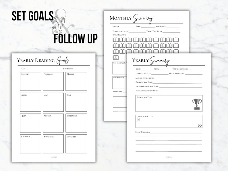 Book Reading Journal Printable Bundle Reading Log Planner - Etsy