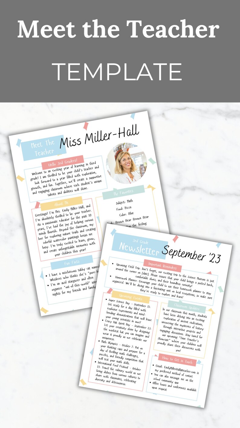 Meet the Teacher Editable Canva Template Class Newsletter Printable ...