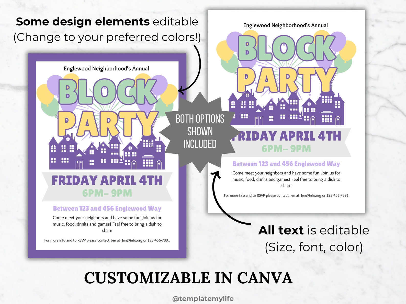 Spring Block Party Flyer Template Neighborhood Party Invite Editable ...