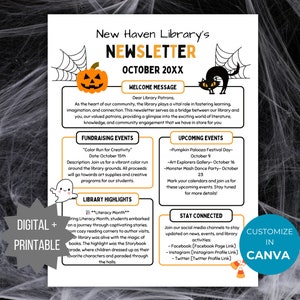Halloween Newsletter Flyer Printable Community Fall Newsletter Editable ...