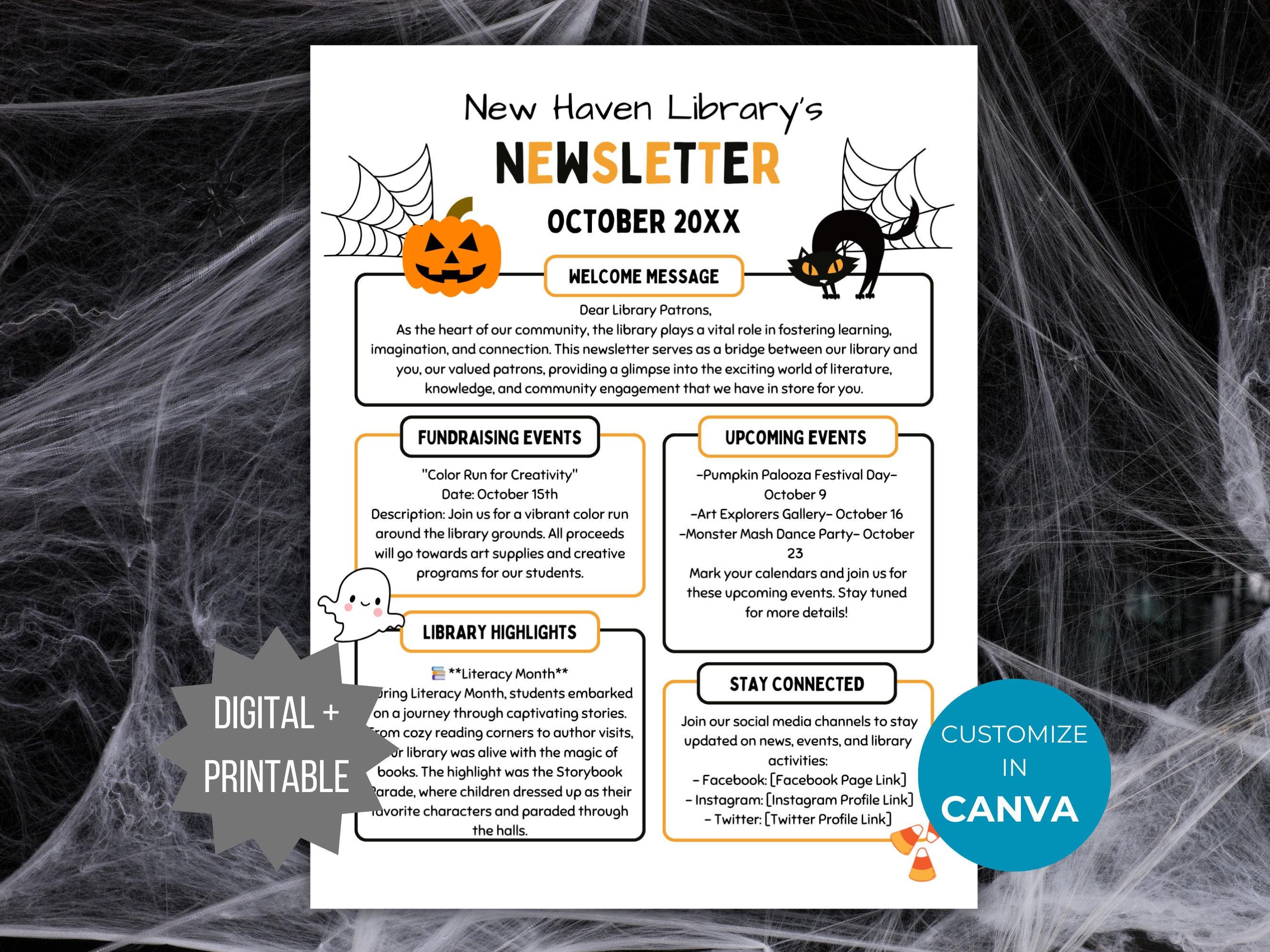 Halloween Newsletter Flyer Printable Community Fall Newsletter Editable ...