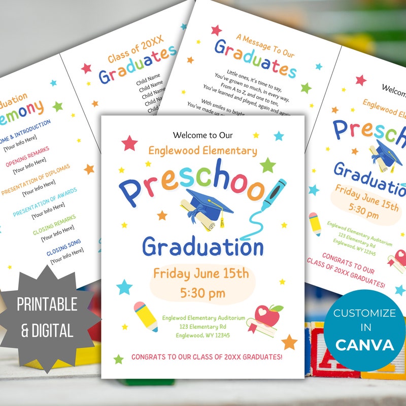 Pre K Graduation Program - Etsy