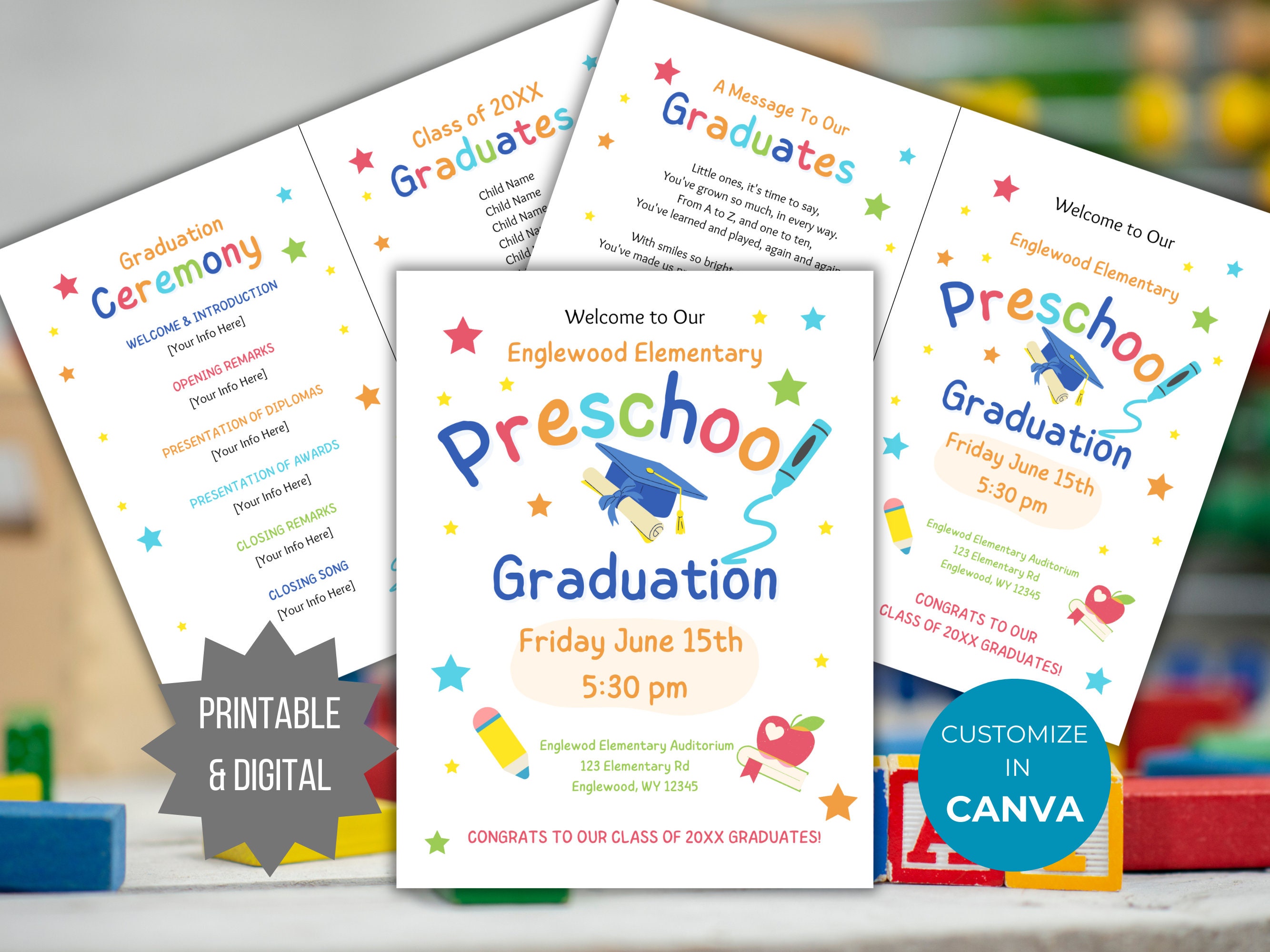 Pre K Graduation Ceremony Program Templates