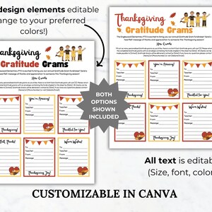 Thanksgiving Gratitude Gram Flyer PTO Template Turkey Gram Printable ...