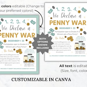 Company Penny War Flyer Template Office Penny War Fundraiser Editable ...