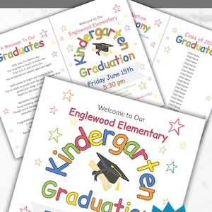 Editable Kindergarten Graduation Program Template Commencement Program ...