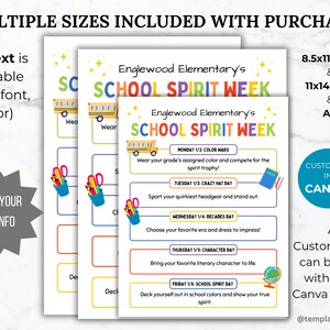 Back to School Spirit Week Flyer Printable School Spirit Flyer Editable ...