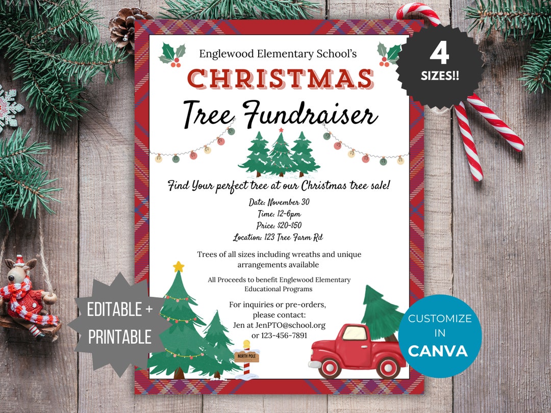 Christmas Tree Fundraiser PTO Template Holiday Fundraising Invite ...