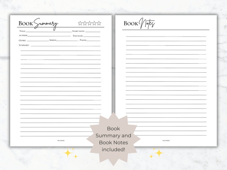 Book Review Bundle Printable Reading Journal Book Series Review Digital ...