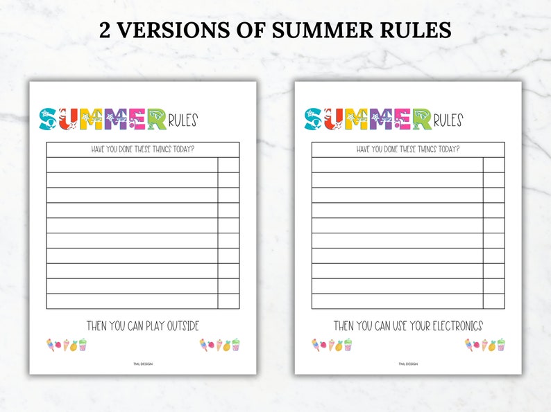 Printable Summer Daily Checklist Editable Chore Chart for Kids Summer ...