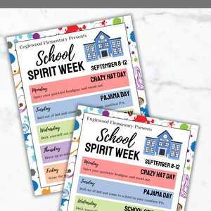 School Spirit Week Flyer PTO Template Back to School Spirit Flyer ...