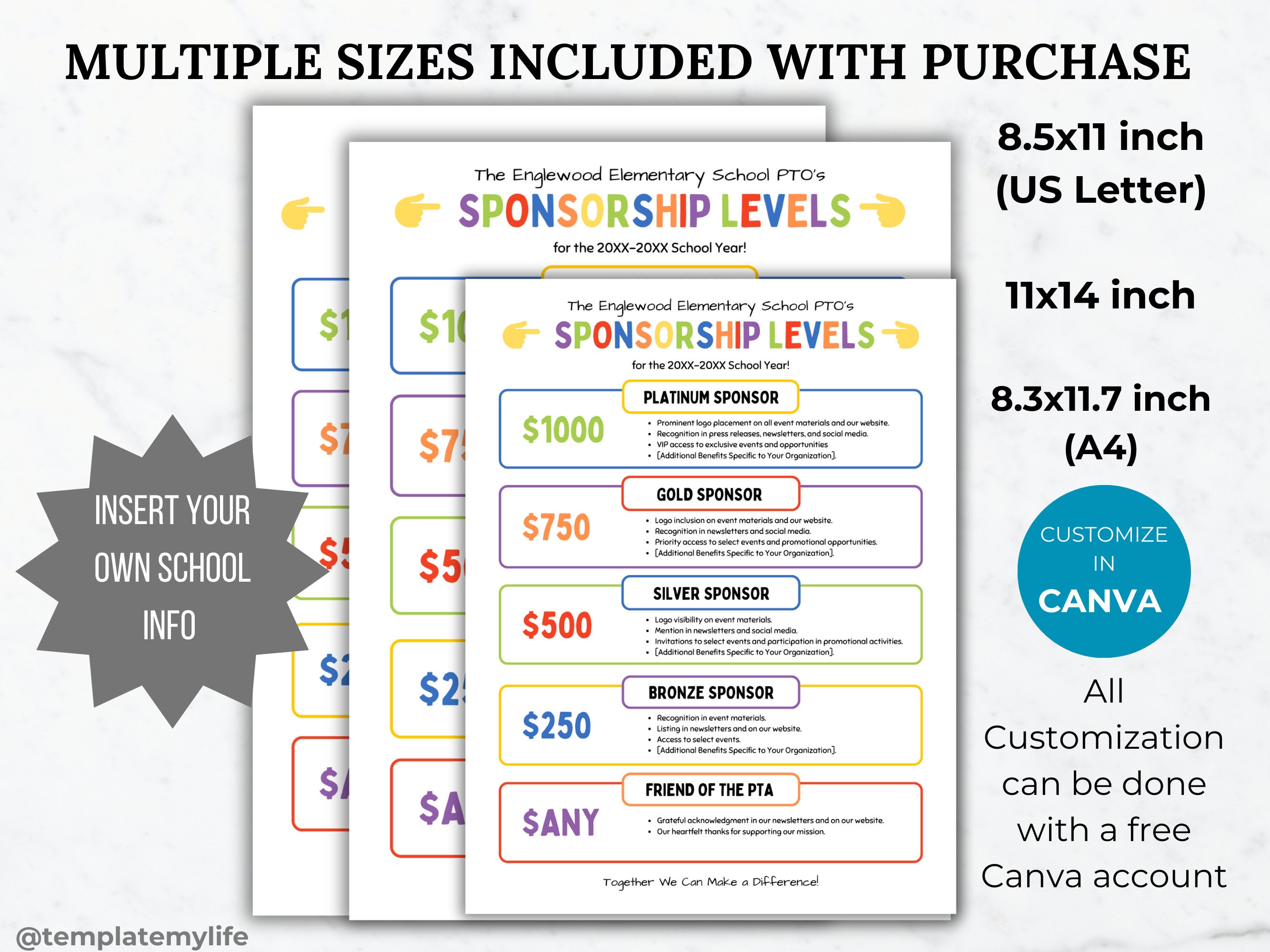 PTA Sponsorship Level Flyer Printable PTO Sponsorship Level - Etsy ...