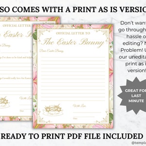 Easter Bunny Printable Bundle Easter Bunny Letter Easter Basket Stuffer ...